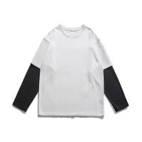 China Unisex Casual Two Long Sleeve T Shirt Men Women Spring Autumn Stitching Color Thick Cotton Tshirt All-Match Tops for sale