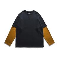 China Unisex Casual Two Long Sleeve T Shirt Men Women Spring Autumn Stitching Color Thick Cotton Tshirt All-Match Tops for sale