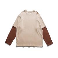 China Unisex Casual Two Long Sleeve T Shirt Men Women Spring Autumn Stitching Color Thick Cotton Tshirt All-Match Tops for sale