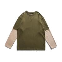 China Couple Style Casual Two Long-Sleeved T-Shirt Men&prime;s and Women&prime;s Spring and Autumn Stitching Color Thick Cotton T-Shirt Full Match Top for sale
