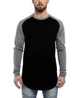 China Men&prime;s Baseball Long Sleeved T-Shirt Oversize Fashion Basic Sleeve Raglan Men&prime;s Longline Tee L/S for sale