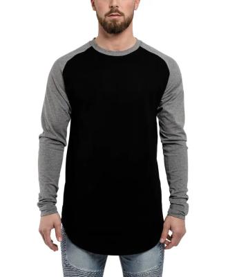 China Men&prime;s Baseball Long Sleeved T-Shirt Oversize Fashion Basic Sleeve Raglan Men&prime;s Longline Tee L/S for sale