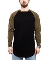 China Men&prime;s Baseball Long Sleeved T-Shirt Oversize Fashion Basic Sleeve Raglan Men&prime;s Longline Tee L/S for sale