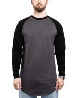China Men&prime;s Baseball Long Sleeved T-Shirt Oversize Fashion Basic Sleeve Raglan Men&prime;s Longline Tee L/S for sale