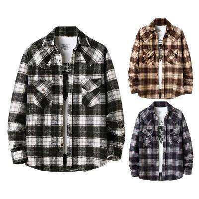 China Men Flannel Plaid Shirt Cotton-Padded Thermal Shirts Mens Sports Shirts Fall for sale