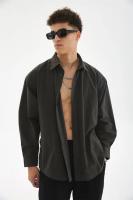 China Men Fall/Winte Custom 280GSM Cotton Shirts Loose Hip Hop Unisex Male Large Pocket Casual Shirt Streetwears for sale
