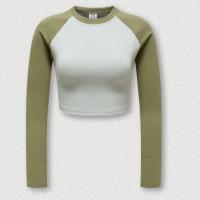 China Autumn and Winter American Retro Color Contrast Long Sleeve Short Women&prime;s T-Shirt Support Custom Logo for sale