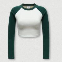 China Autumn and Winter American Retro Color Contrast Long Sleeve Short Women&prime;s T-Shirt Support Custom Logo for sale