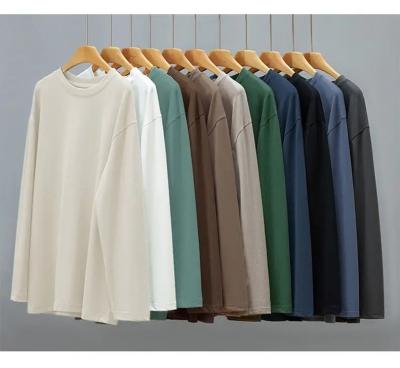 China Custom Cotton 2023 New Fashion Casual Sports Loose Tshirt Oversized Crewneck Solid Color Spring Men&prime;s Long-Sleeved T-Shirt for sale