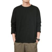 China Custom Cotton 2023 New Fashion Casual Sports Loose Tshirt Oversized Crewneck Solid Color Spring Men&prime;s Long-Sleeved T-Shirt for sale