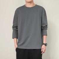 China Custom Cotton 2023 New Fashion Casual Sports Loose Tshirt Oversized Crewneck Solid Color Spring Men&prime;s Long-Sleeved T-Shirt for sale
