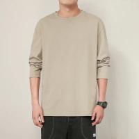 China Custom Cotton 2023 New Fashion Casual Sports Loose Tshirt Oversized Crewneck Solid Color Spring Men&prime;s Long-Sleeved T-Shirt for sale