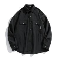 China Custom Logo Top Loose Long Sleeve Shirt Tooling Double Pocket Men&prime;s Shirt for sale