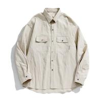 China Custom Logo Top Loose Long Sleeve Shirt Tooling Double Pocket Men&prime;s Shirt for sale