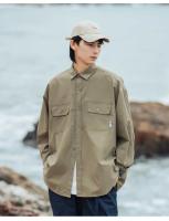 China Custom Logo Top Loose Long Sleeve Shirt Tooling Double Pocket Men&prime;s Shirt for sale