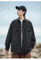 China Custom Logo Top Loose Long Sleeve Shirt Tooling Double Pocket Men&prime;s Shirt for sale