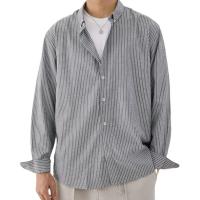 China Men&prime;s 2023 Spring and Autumn New Business Lapel Shirt Men&prime;s Striped Cardigan Long-Sleeved Casual Men&prime;s Shirt for sale