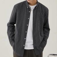 China Men&prime;s 2023 Spring and Autumn New Business Lapel Shirt Men&prime;s Striped Cardigan Long-Sleeved Casual Men&prime;s Shirt for sale