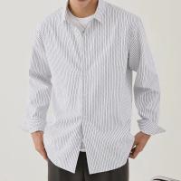China Men&prime;s 2023 Spring and Autumn New Business Lapel Shirt Men&prime;s Striped Cardigan Long-Sleeved Casual Men&prime;s Shirt for sale