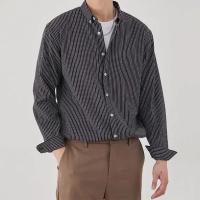 China Men&prime;s 2023 Spring and Autumn New Business Lapel Shirt Men&prime;s Striped Cardigan Long-Sleeved Casual Men&prime;s Shirt for sale
