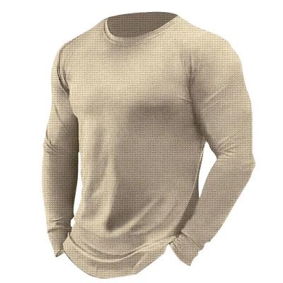 China Customized New Men&prime;s Waffle T-Shirt Spring and Autumn Fashion Street Men&prime;s Crewneck Casual Oversized Top T-Shirt for sale