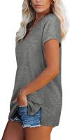 China Women Solid Color Split V-Neck Ladies Short Sleeve Comfortable for sale