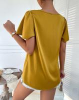 China 2023 Summer Manufacturer Wholesale Square Neck Solid Color Shirt White Women Chiffon High-Quality Shirt for sale