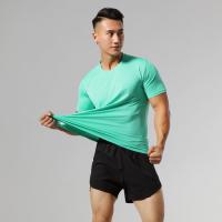 China Custom Logo T Shirt 95%Cotton 5%Spandex Gym Fitness Training Plain Men T Shirt for sale