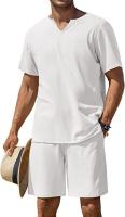 China Customised Logo Casual Beach Shorts 2 Pieces Men Henley Shirt for sale