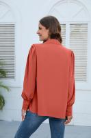 China Chiffon White Ruffle Shirt Autumn Spring Hooded Collar Women Trucksuit for sale