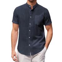 China Slim Fit Men Cotton T Shirts Standing Collar Cotton Linen Shirt for sale