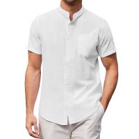 China Slim Fit Men Cotton T Shirts Standing Collar Cotton Linen Shirt for sale