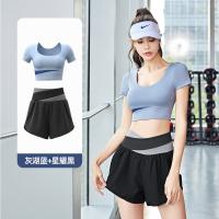 China Summer Patchwork Yoga Suit Outdoor Fitness Suit Nude Feeling Traceless Sports Suit Breathable Slim Suit for sale