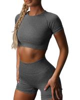 China Hot Sale Sports Yoga Clothing Gym Fitness Wear High Waisted Workout Shorts Custom Yoga Set for sale