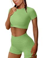 China Hot Sale Sports Yoga Clothing Gym Fitness Wear High Waisted Workout Shorts Custom Yoga Set for sale