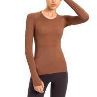 China Custom Women Long Sleeve Yoga Tops Wholesale Girls Workout Sports Shirt Women Fitness Active Wear T Shirt for sale