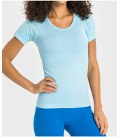China Women Slim Fit Short Sleeve Sports T Shirts Workout Yoga Tops Comfortable Active Wear Training Gym T Shir for sale