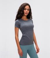 China Women Slim Fit Short Sleeve Sports T Shirts Workout Yoga Tops Comfortable Active Wear Training Gym T Shir for sale