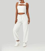 China Autumn Winter Stylish Gym Fitness Set Outdoor Jogger Trousers Workout Yoga Crop Top Two Piece Activewear Set for sale