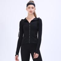 China Autumn/Winter Hooded Jacket Top Yoga Coat Long Sleeved Slim Fit Sports Fitness Wear for Women for sale