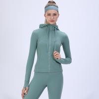 China Autumn/Winter Hooded Jacket Top Yoga Coat Long Sleeved Slim Fit Sports Fitness Wear for Women for sale