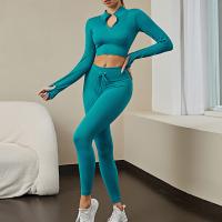 China Sports Knit Two-Piece Set Europe and The United States New Hip Lift Elastic Fitness Cross-Border Spring and Autumn Seamless Yoga Suit Women for sale