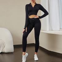 China Sports Knit Two-Piece Set Europe and The United States New Hip Lift Elastic Fitness Cross-Border Spring and Autumn Seamless Yoga Suit Women for sale