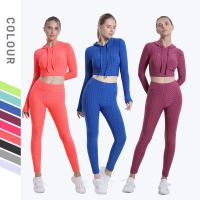 China Yoga Wear Women Hooded Top Pants Sports Yoga Suit Running Yoga Fitness Wear for sale