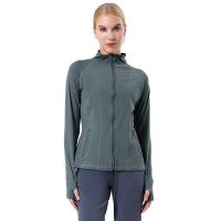 China 2023 Spring New Women&prime;s Yoga Wear Sports Coat Quick Dry Standing Collar Long Sleeve Running Coat Fitness Clothes for sale