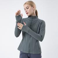 China 2023 Spring New Women&prime;s Yoga Wear Sports Coat Quick Dry Standing Collar Long Sleeve Running Coat Fitness Clothes for sale