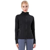 China 2023 Spring New Women&prime;s Yoga Wear Sports Coat Quick Dry Standing Collar Long Sleeve Running Coat Fitness Clothes for sale