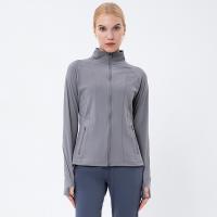China 2023 Spring New Women&prime;s Yoga Wear Sports Coat Quick Dry Standing Collar Long Sleeve Running Coat Fitness Clothes for sale