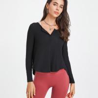China Spring and Summer New Breathable Quick Drying Knit Sports Cover Long Sleeve Women Running Casual Fitness Yoga Wear Top for sale
