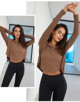 China Spring and Summer New Breathable Quick Drying Knit Sports Cover Long Sleeve Women Running Casual Fitness Yoga Wear Top for sale